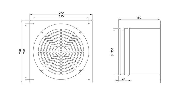Europlast wall low-pressure fan Ø160, Ø200, Ø250, Ø315 – Māja elpo